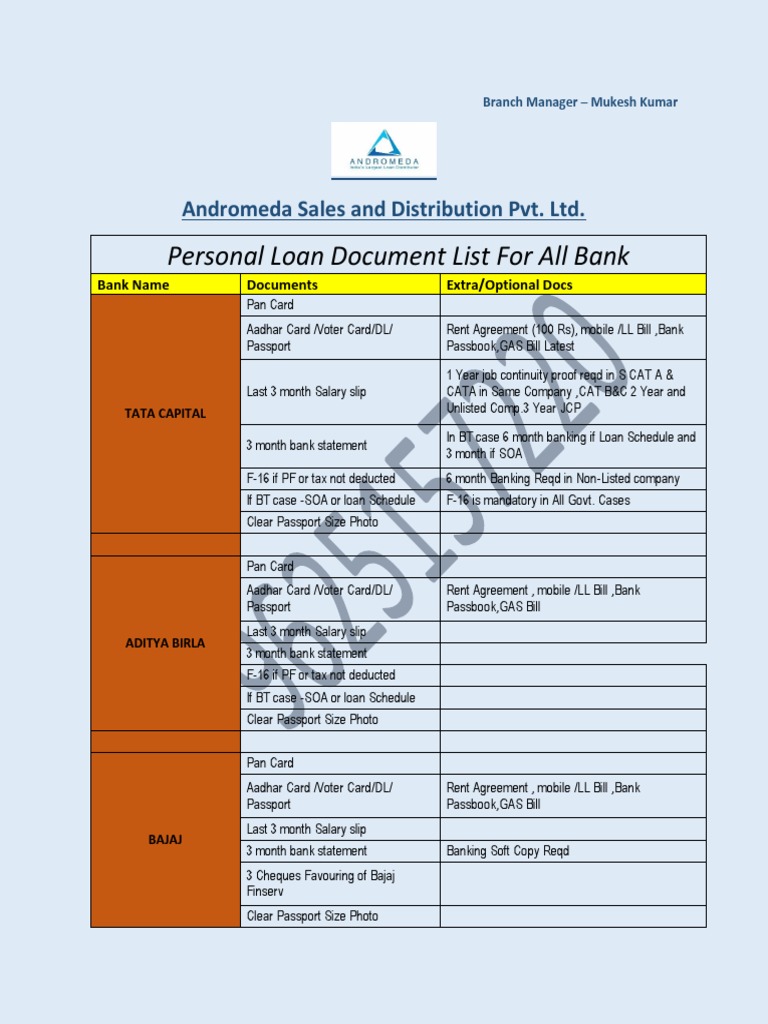Documents List | PDF | Document | Financial Services