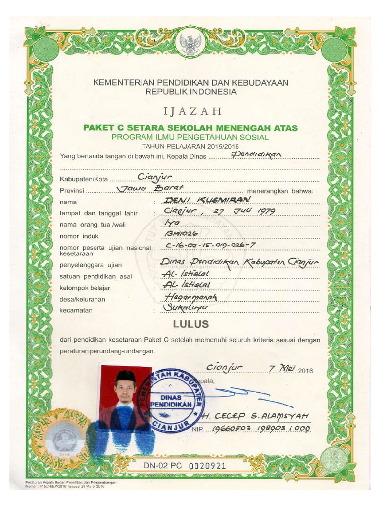 IJAZAH SMA - Compressed | PDF