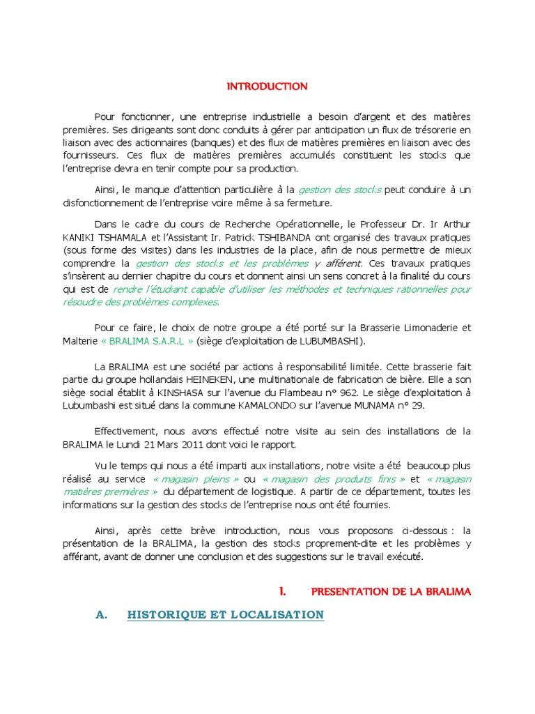 Bralima | PDF | Inventaire | Microsoft Excel