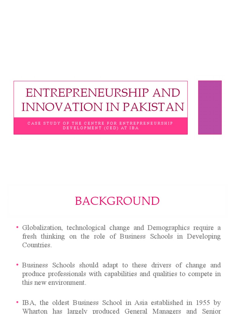 Entrepreneurship and Innovation in Pakistan | PDF | Entrepreneurship ...