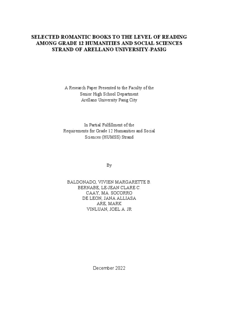 PR 2 Humss 19 - Group 1 Chapter 4 and 5 | PDF | Romance (Love) | Romance Novels