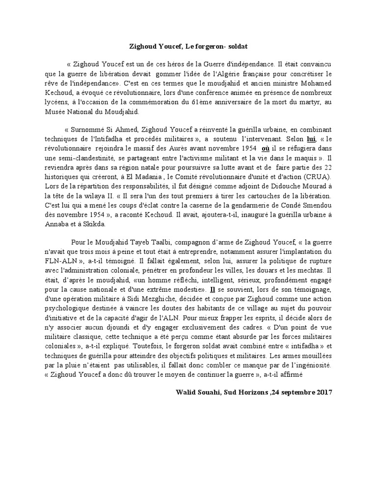 Zighoud Youcef | PDF | Militaire | Conflits