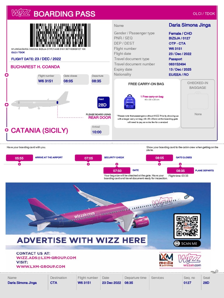 Boarding Pass OTP to CTA | PDF | Aviation | Transport