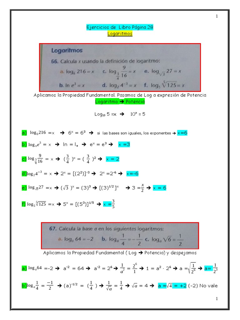 Resolución Logaritmos | PDF | Logaritmo | Álgebra abstracta