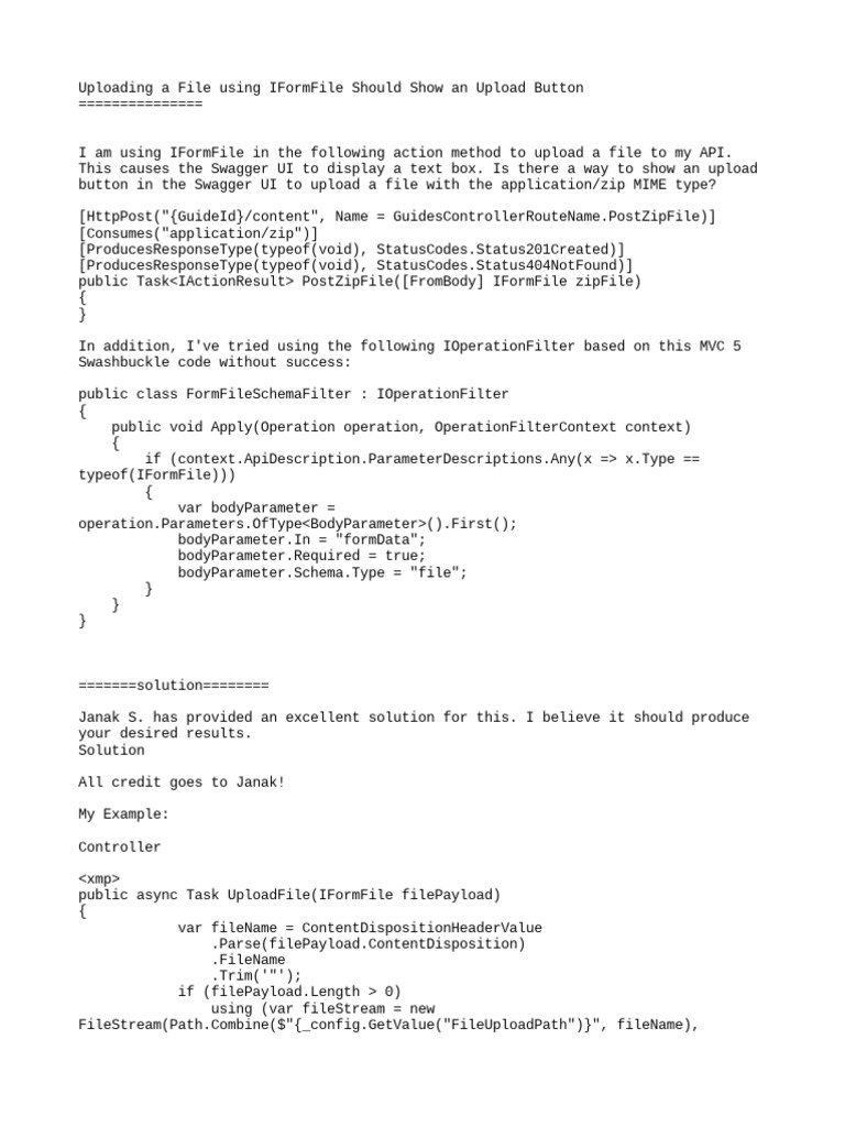 Swagger UI File Upload Button Guide | PDF | Computer Data | Software Engineering