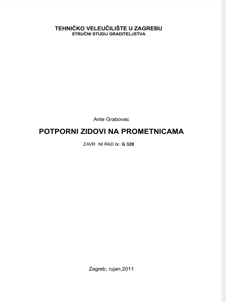 Potporni Zid Armatura I Proracun | PDF