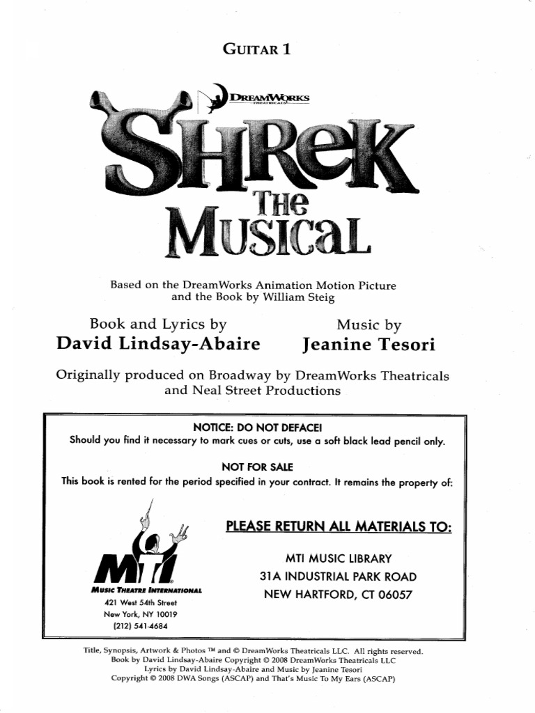 Shrek Act 1 Guitar 1 | PDF
