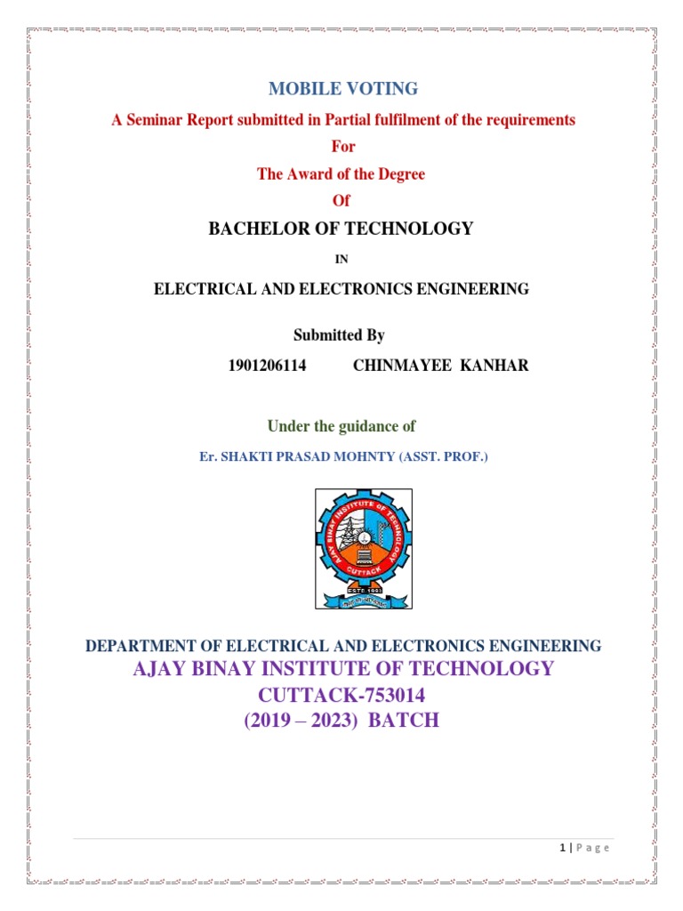 MOBILE VOTING Seminar Report | PDF | Voting | Usability