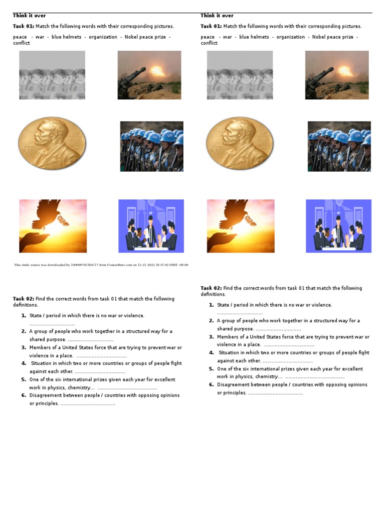 Make Peace Unit Intro | PDF | Peace | Ethical Principles