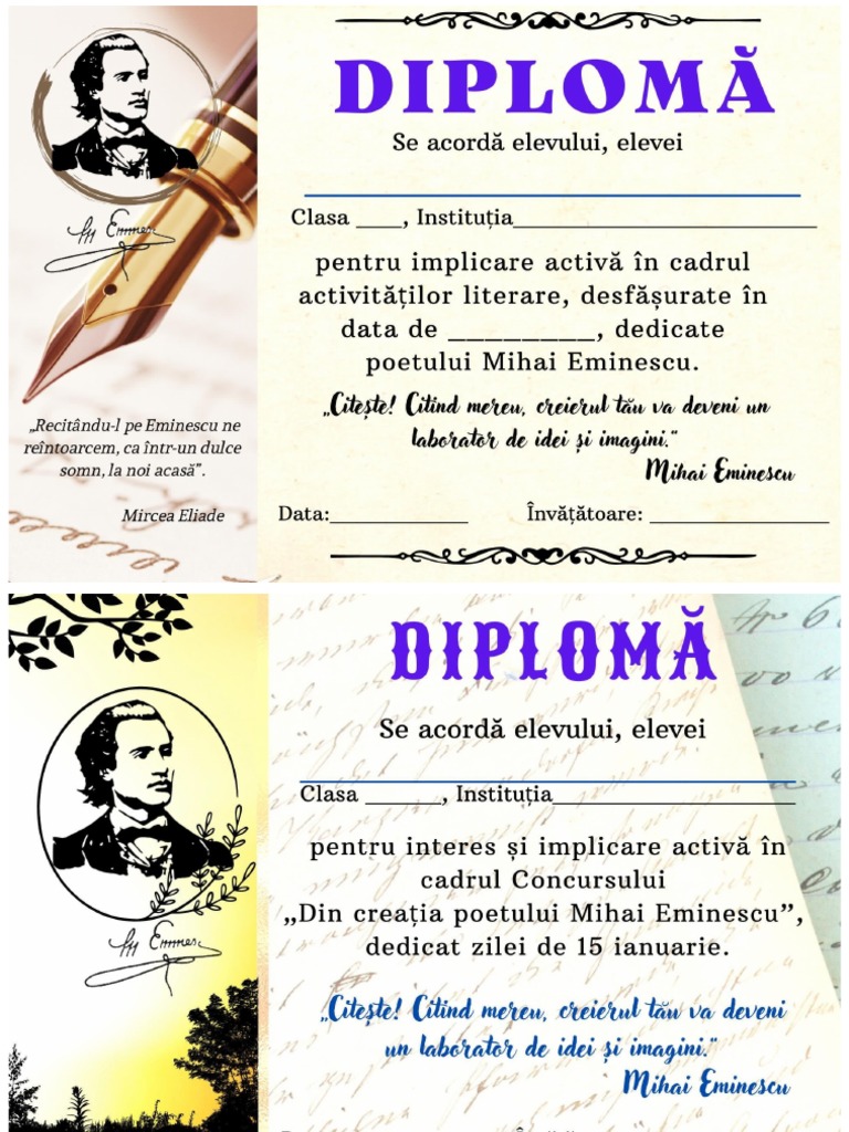 Diplome M. Eminescu | PDF