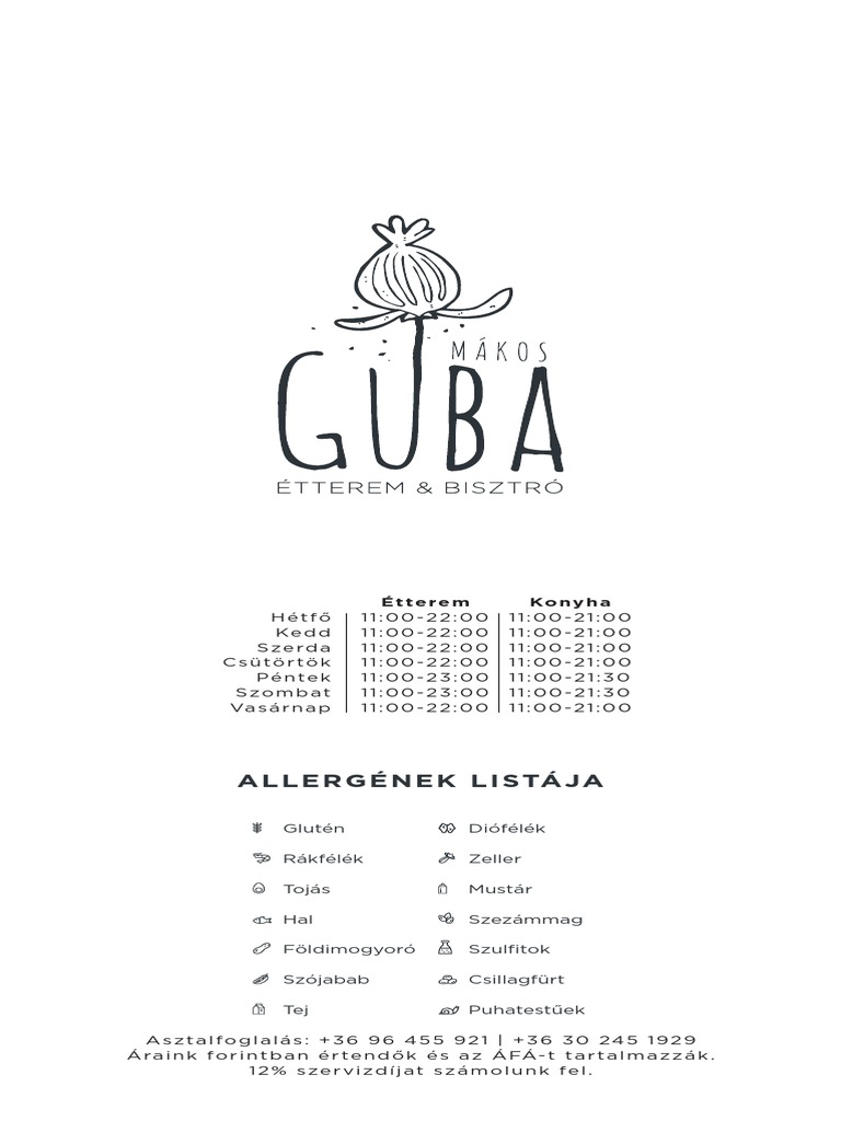 Guba Etlap 20220201 | PDF