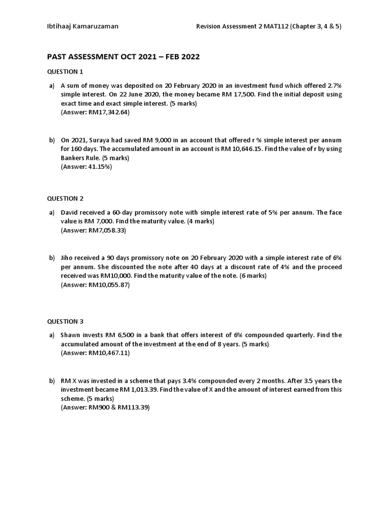Financial Math Revision Guide | PDF | Interest | Interest Rates