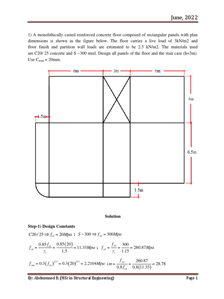 One Way and Two Way Slab Example | PDF | Concrete | Structural Engineering