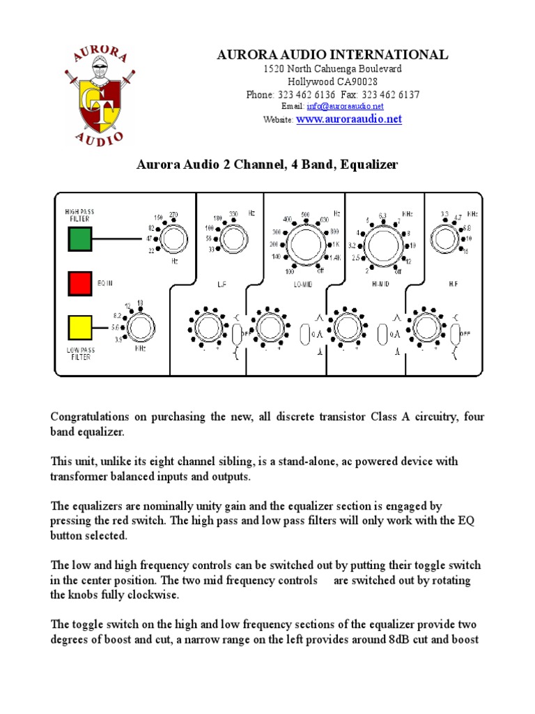 Manual Do Usuário Aurora Audio GT4-2 | Download Free PDF | Equalization (Audio) | Signal Processing