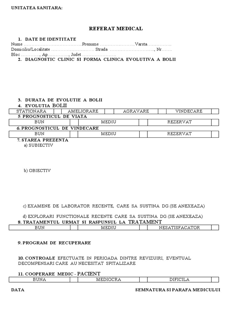 Referat Medical: Evaluare Pacient | PDF | Science & Mathematics