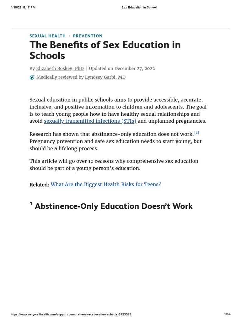 Sex Education in School | PDF | Sex Education | Sexual Intercourse