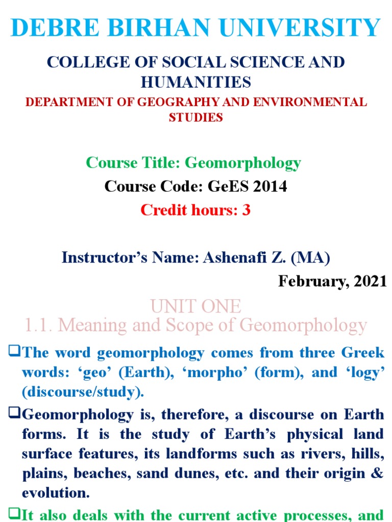 Introduction to Geomorphology Course | PDF