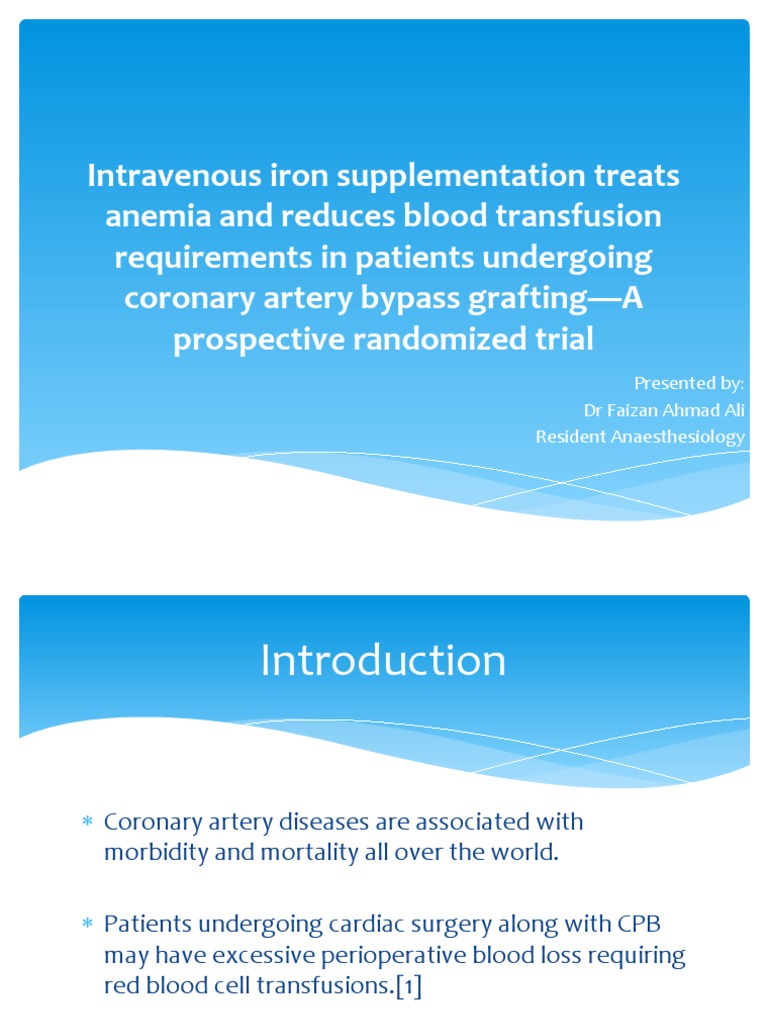 Intravenous Iron Supplementation Treats Anemia and Reduces Blood ...