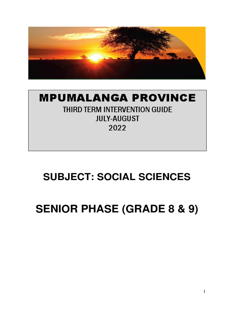 2022 Term 3 Grade 8 & 9 Social Sciences SP Training Material | PDF ...