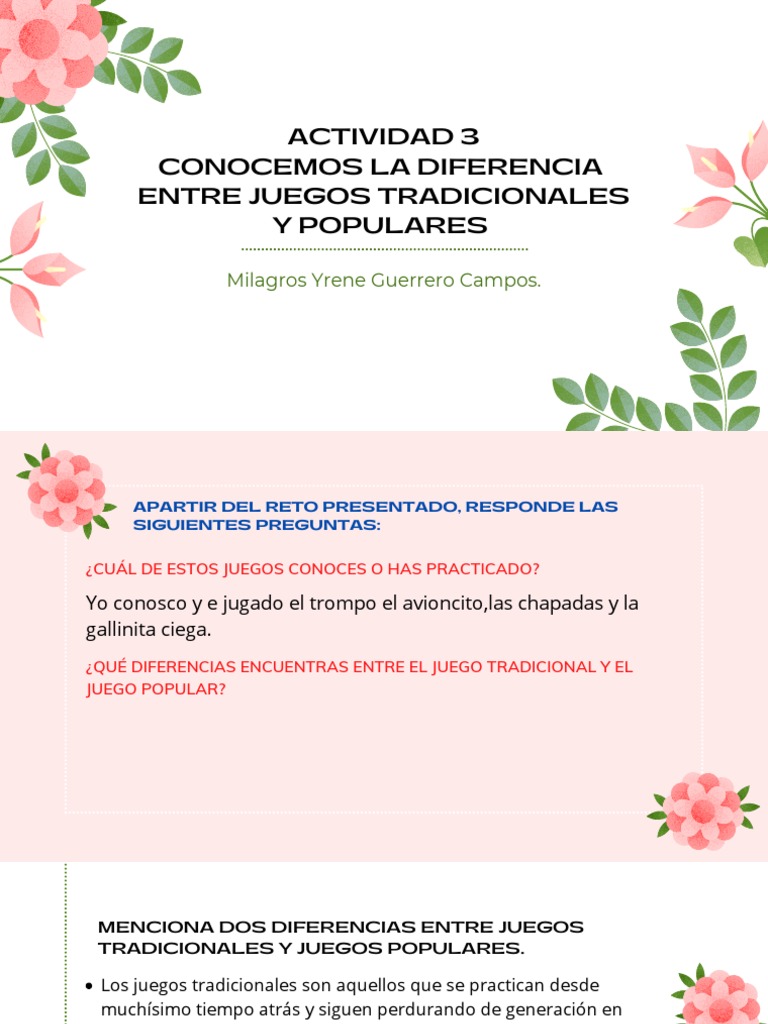 ACTIVIDAD 3 Conocemos La Diferencia Entre Juegos Tradicionales y ... ACTIVIDAD 3 Conocemos La Diferencia Entre Juegos Tradicionales y ...