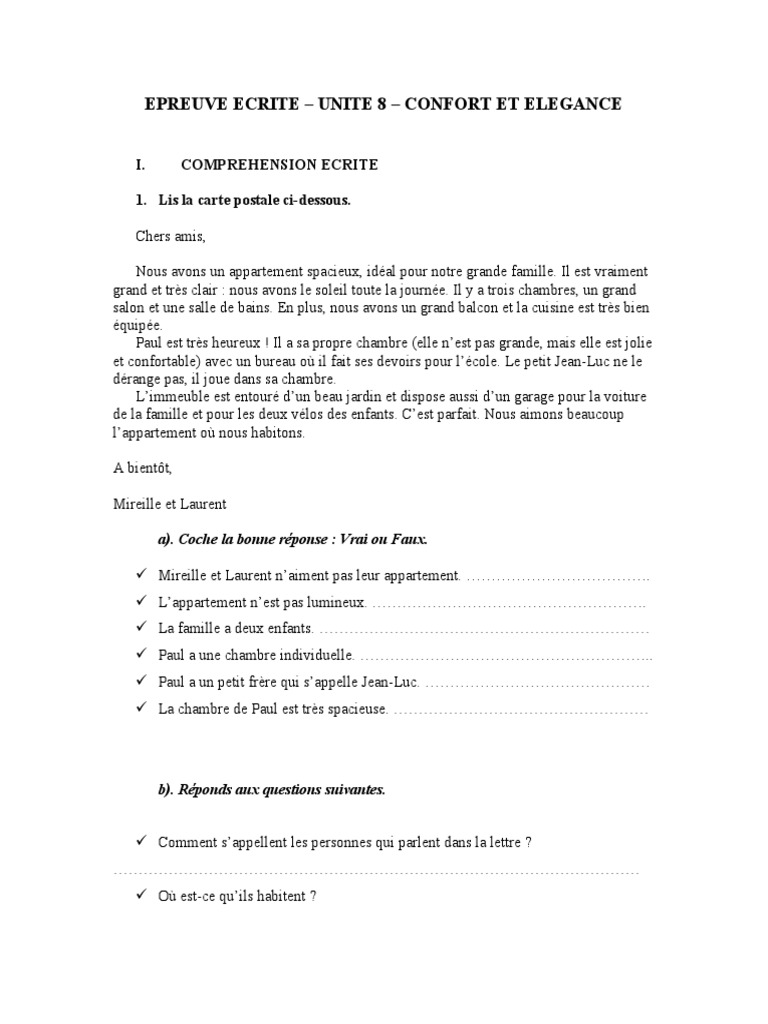 Epreuve Ecrite | PDF