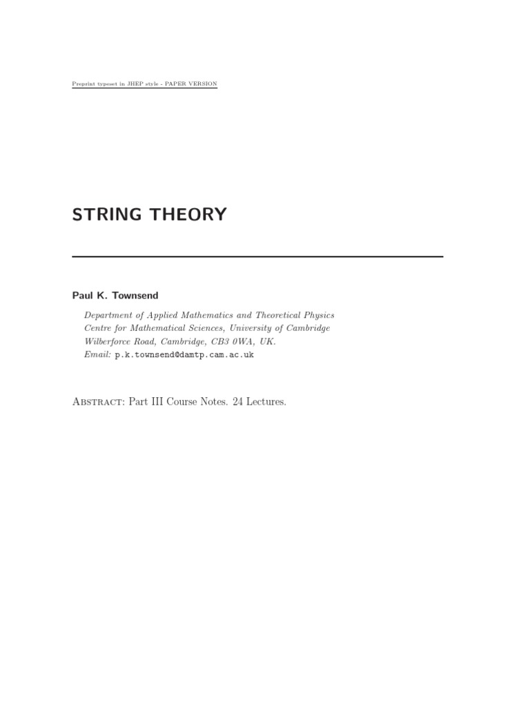 String Theory | PDF | Noether's Theorem | String Theory