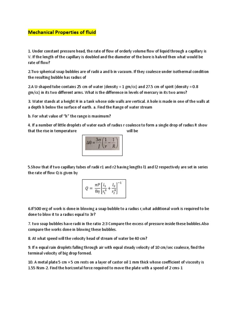 Mechanical Properties of Fluid Numerical | PDF