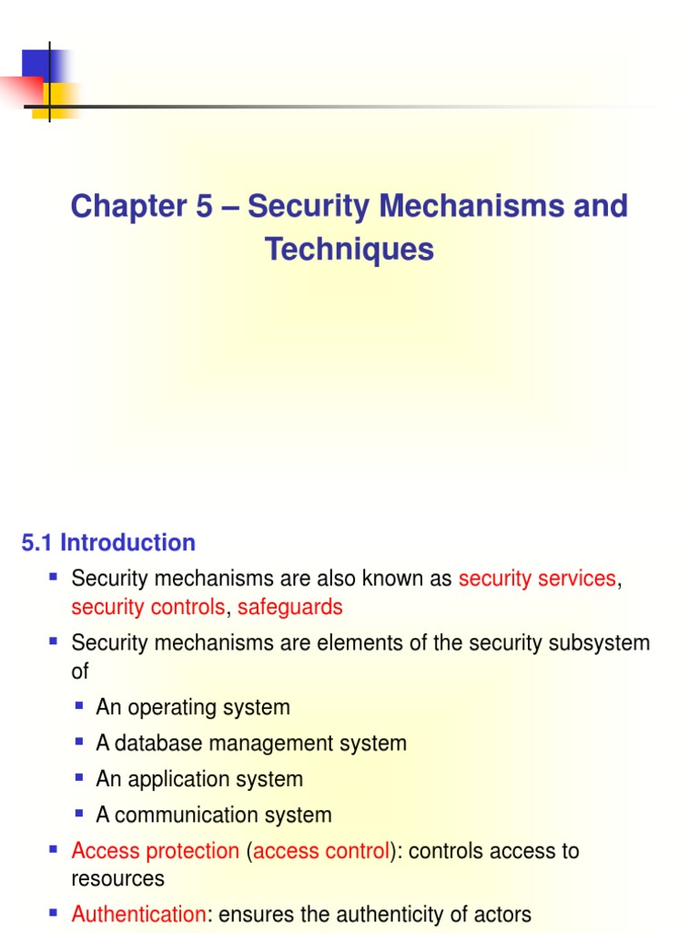 Chapter 5 Security Mechanisms and Techniques Compatibility Mode | PDF | Computer Access Control ...