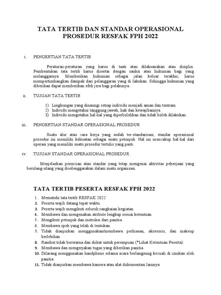 Tata Tertib & SOP Peserta | PDF