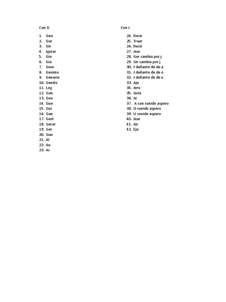 Palabras Con G y J | PDF