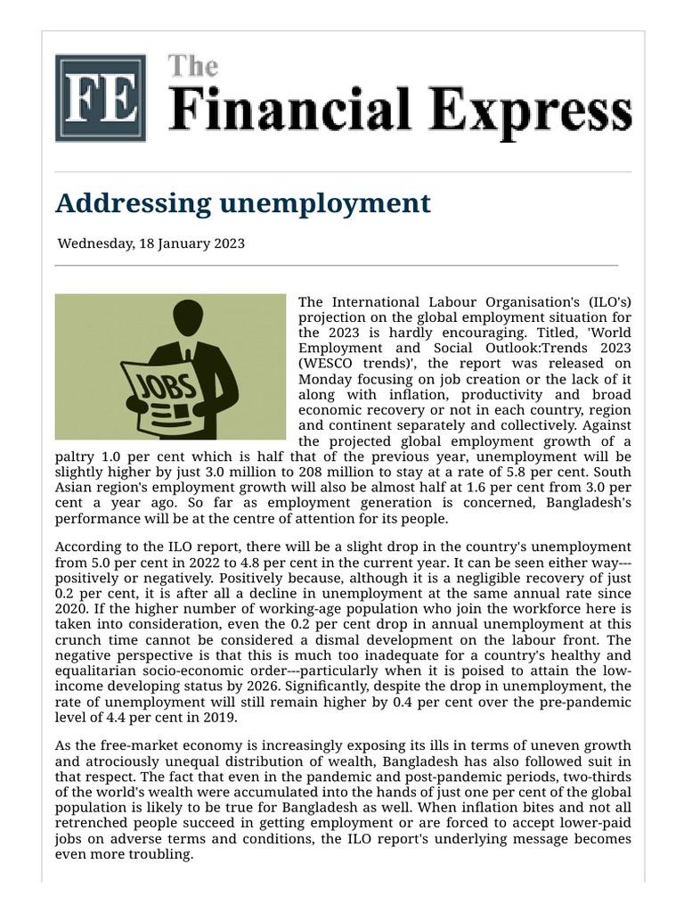 Addressing Unemployment | Download Free PDF | Unemployment | Employment
