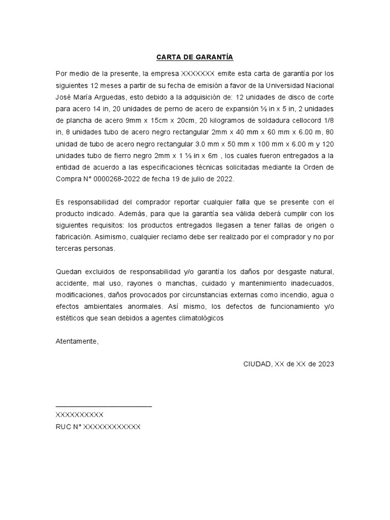 Modelo Carta D Garantia | PDF