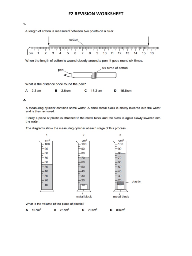 F2 Revision Worksheet Force Problems | PDF