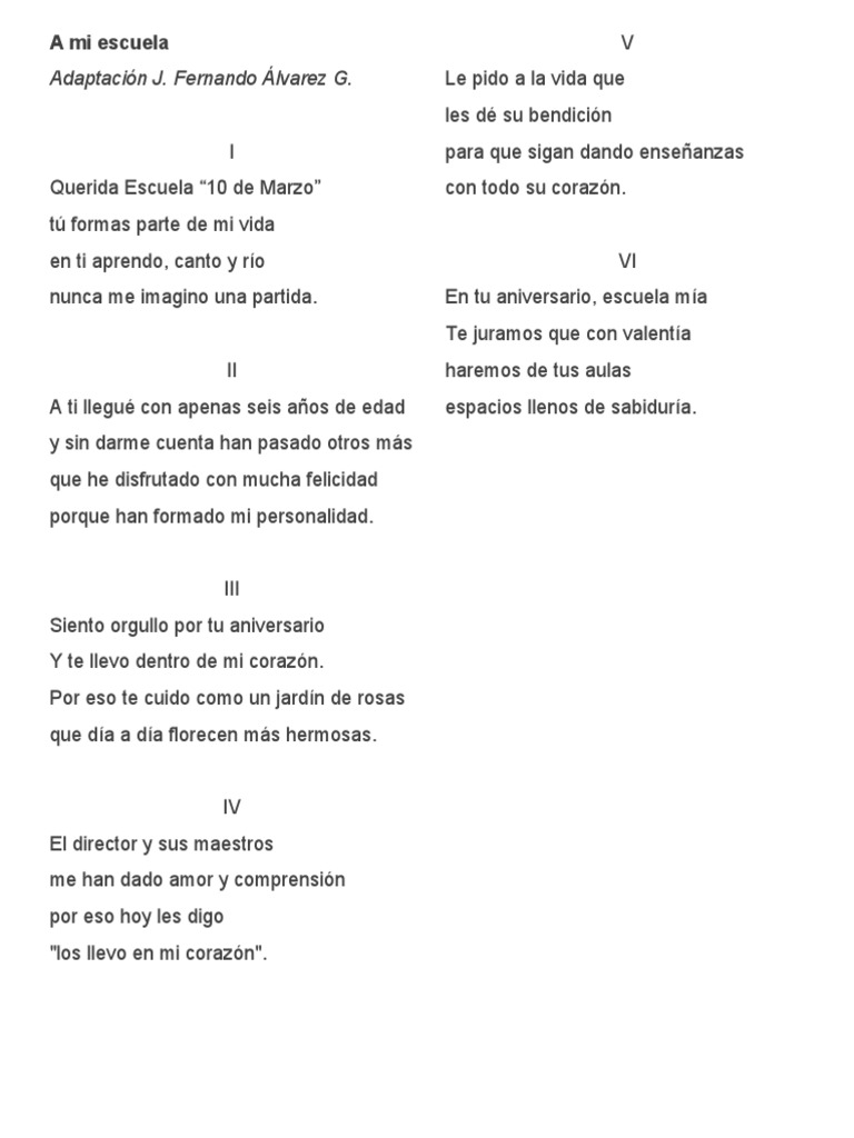 A Mi Escuela (Poesía) | PDF