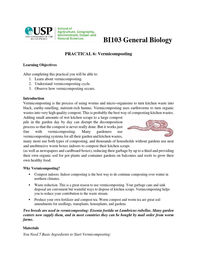 BI103 Practical 6 Handout | Download Free PDF | Compost | Horticulture