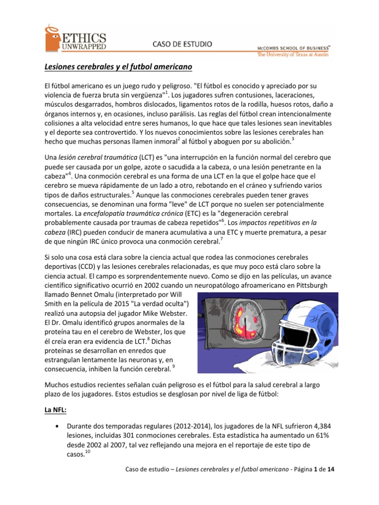 Lesiones Cerebrales y El Futbol Americano Autor Robert Prentice | PDF | La esclerosis lateral ...