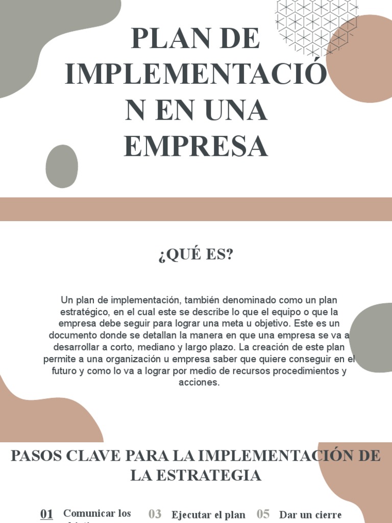 Plan de Implementación en Una Empresa | PDF | Planificación | Planificación estratégica