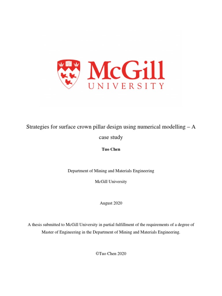 Strategies For Surface Crown Pillar Design Using Numerical Modelling - A Case Study | PDF ...