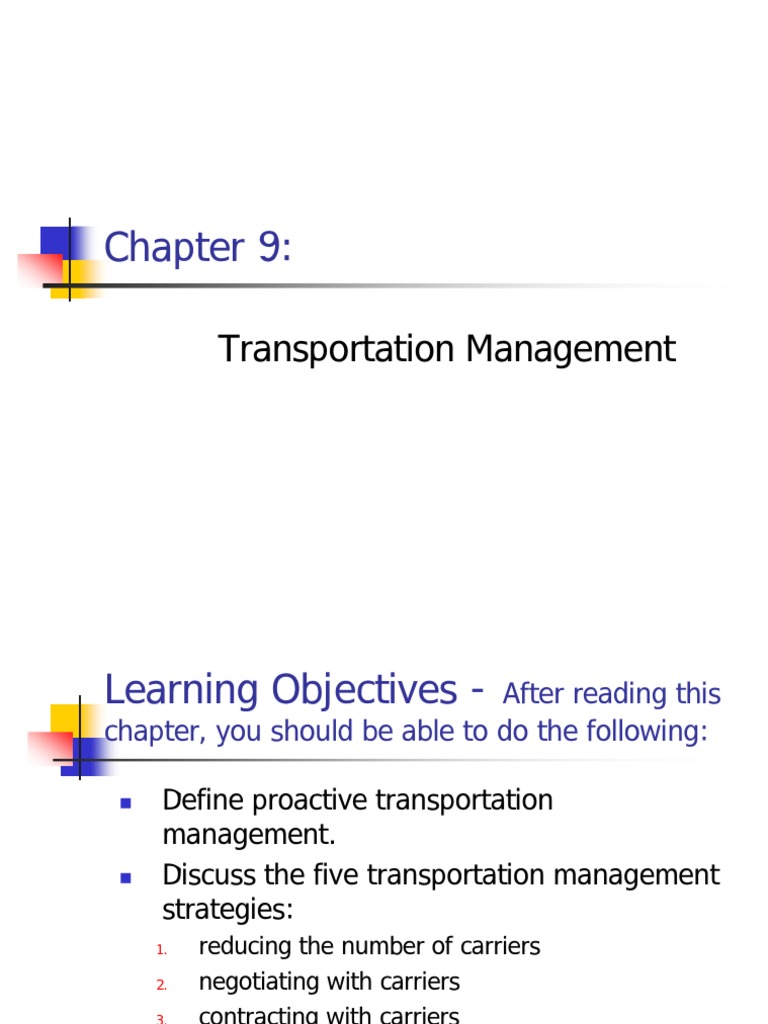 Chapter 9 - Transportation Management | PDF | Global Business ...