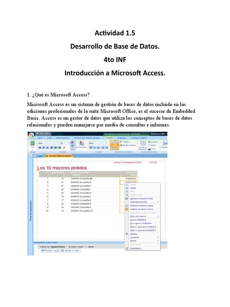 Introducción a los elementos básicos de Microsoft Access | PDF | acceso Microsoft | Gestión de ...
