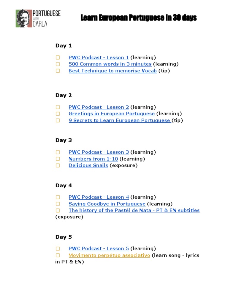 Learn European Portuguese in 30 Days | PDF | Linguistics | Languages Of ...