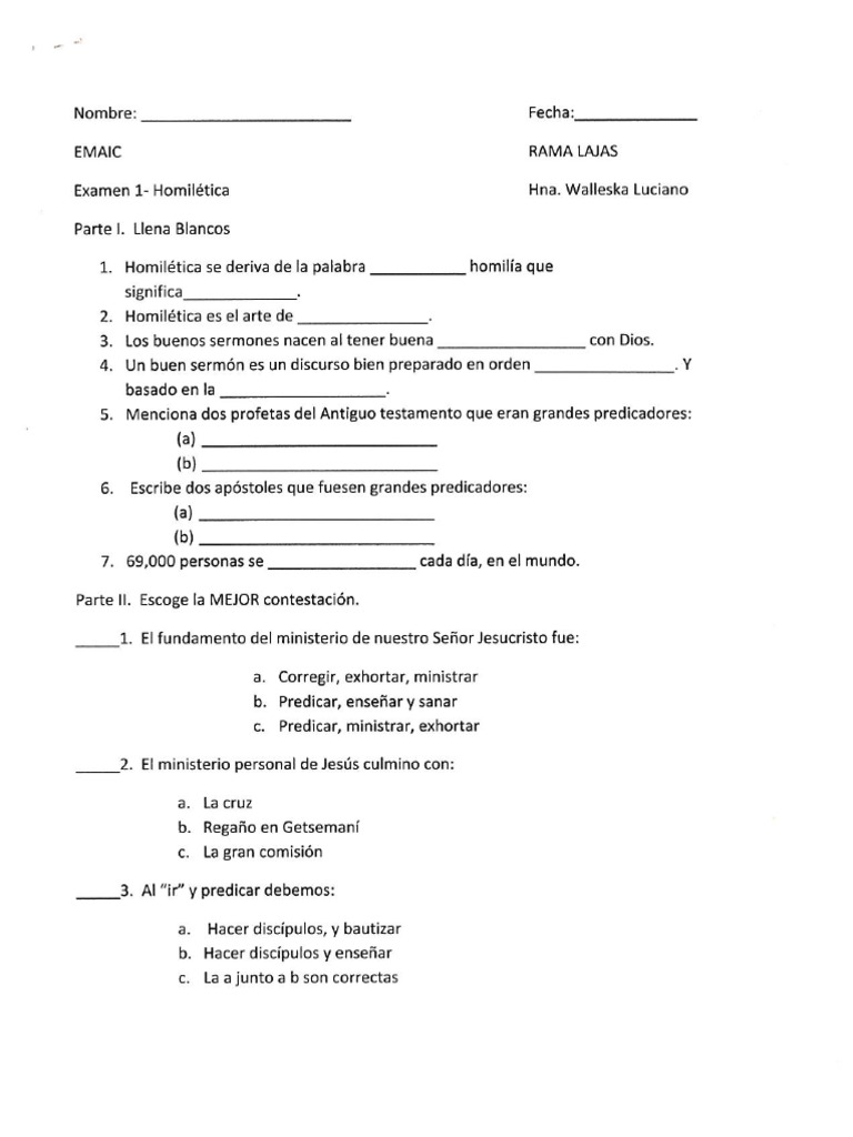 Examen 1 Homiletica | PDF