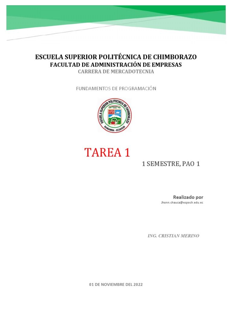 Tareas Primer Parcial Fundamentos de Programación | PDF | Algoritmos ...