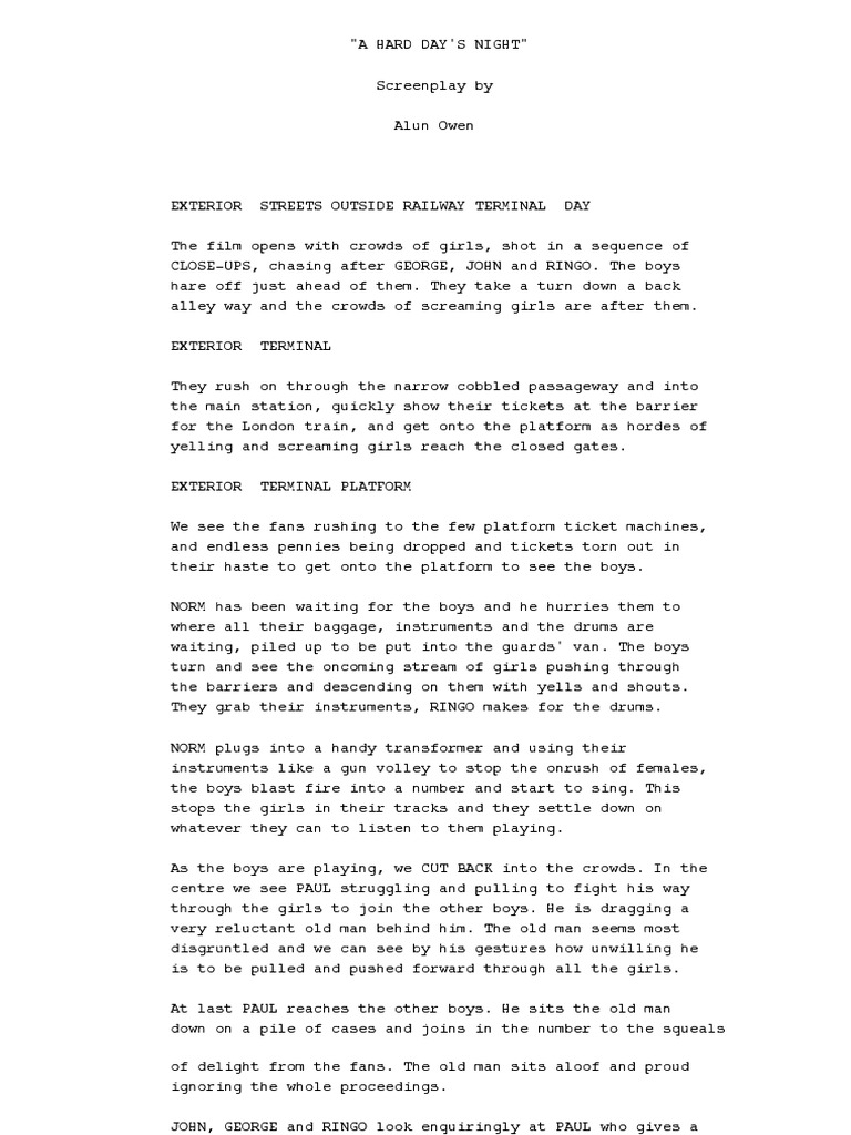 A Hard Days Night - Script | PDF
