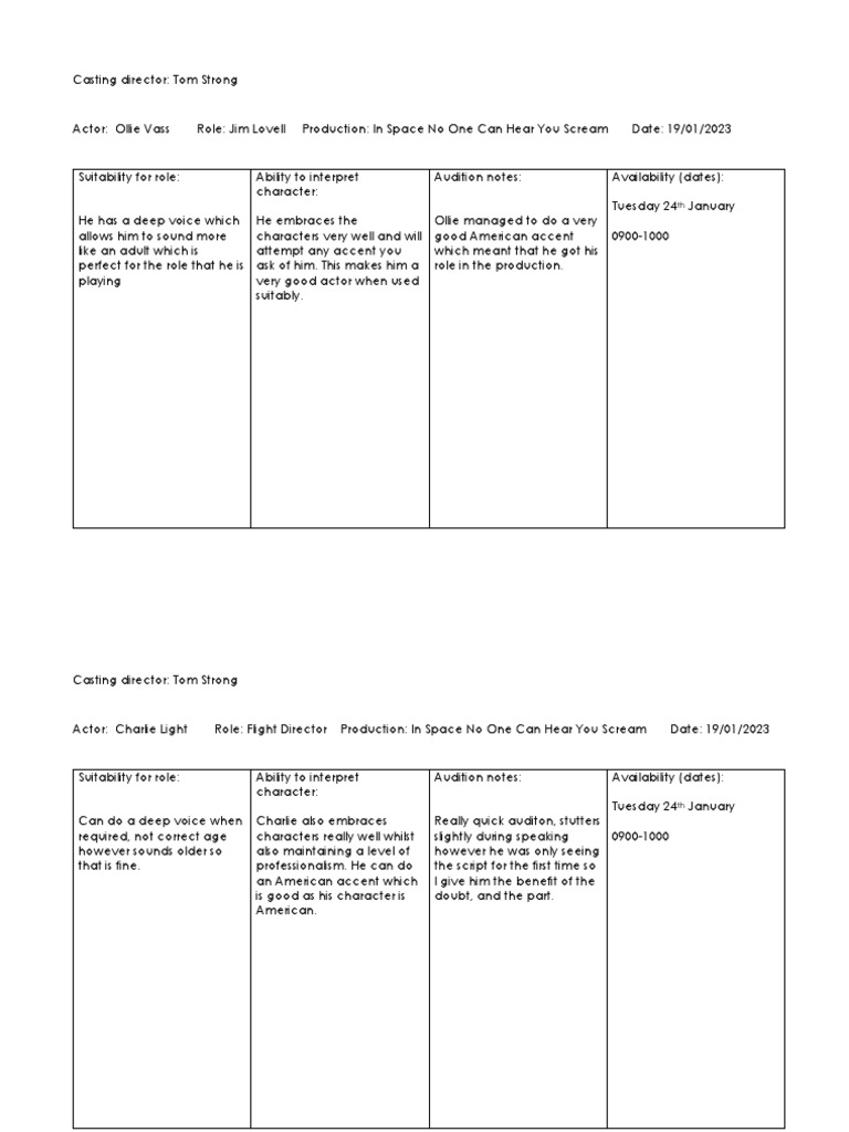 Radio Drama Audition Notes | PDF | Audition | Accent (Sociolinguistics)