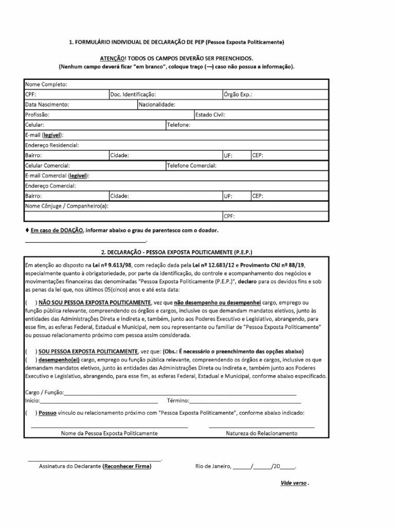 Formulário PEP | PDF | Promotor | Administração pública