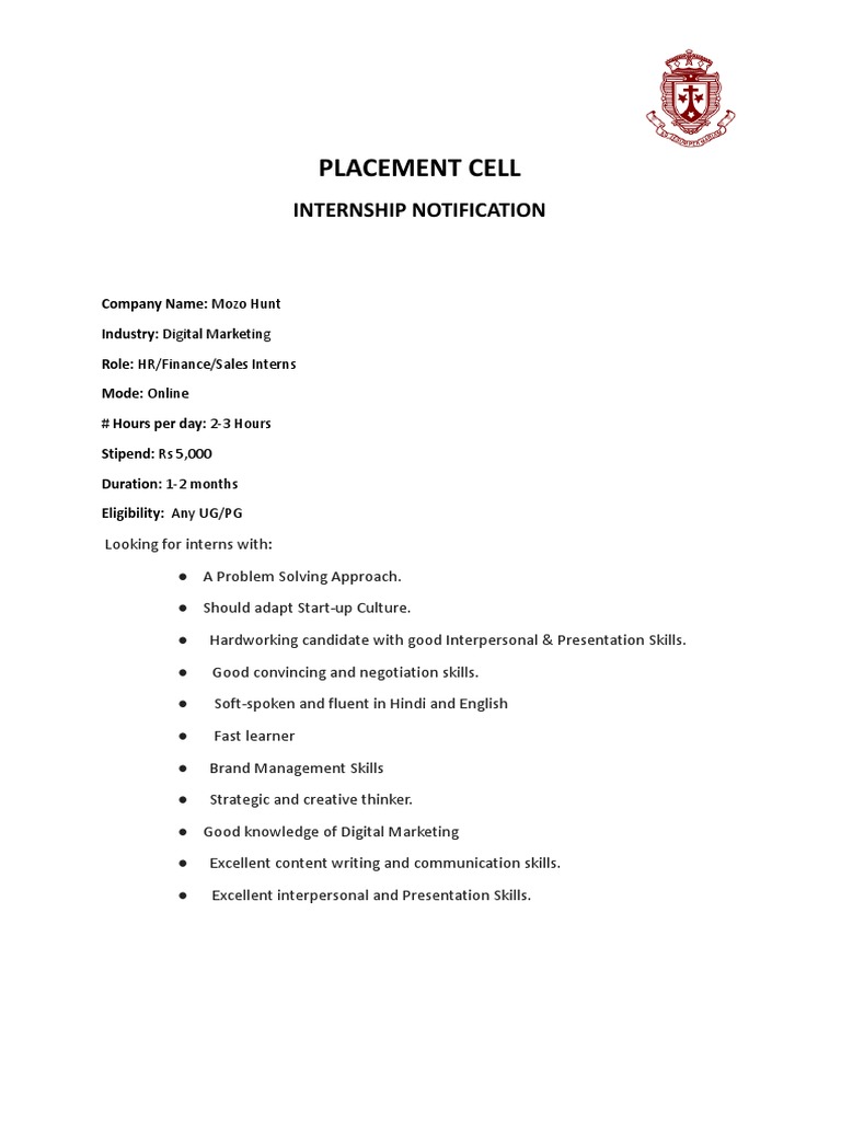 Mozo Hunt Internship | PDF | Marketing | Social Media