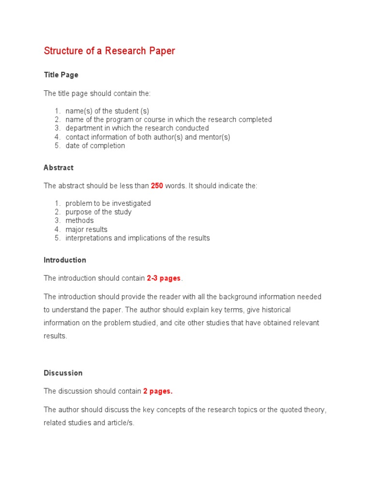 Structure of A Research Paper | PDF