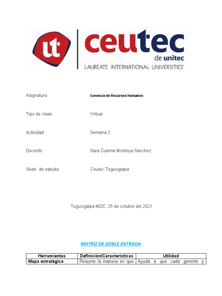 Tarea 2.1 Matriz de Doble Entrada | PDF