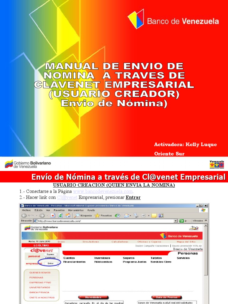Instructivo de Envio de Nomina Por Clavenet Empresarial Nva. | PDF